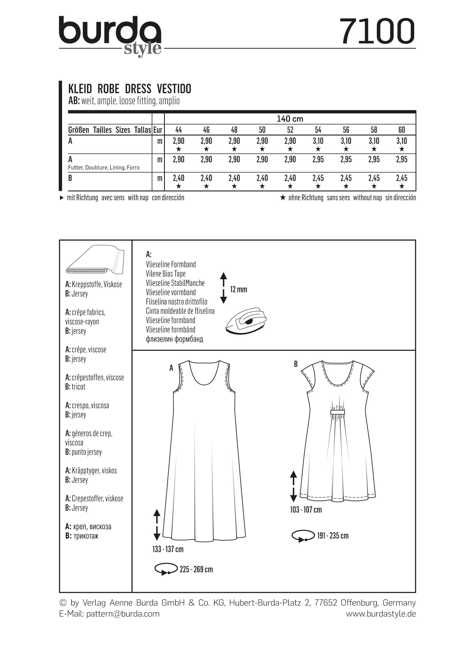 Burda Plus Super Easy 7100 – Kjole – Cotton Candy