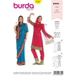 Burda Style 7701 – India inspirert kostyme – Cotton Candy