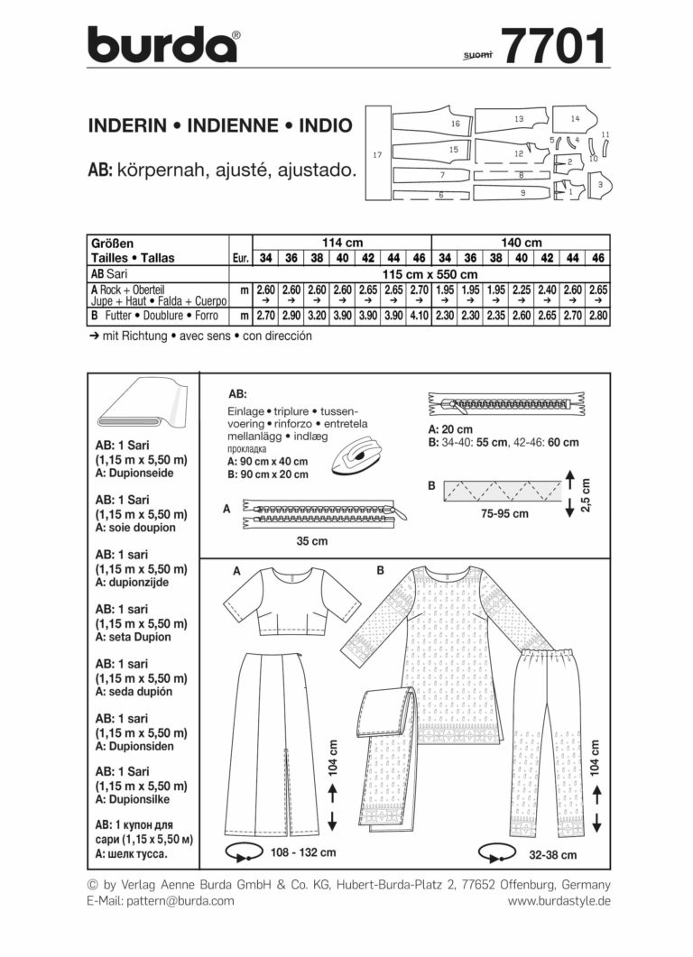 Burda Style 7701 – India inspirert kostyme – Cotton Candy